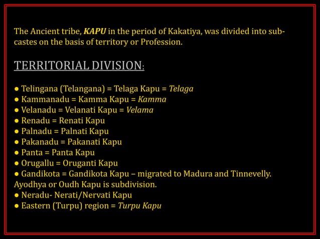 HISTORY OF KAMMA, KAPU, REDDY & VELAMA | PPTX | Hinduism | Religion ...