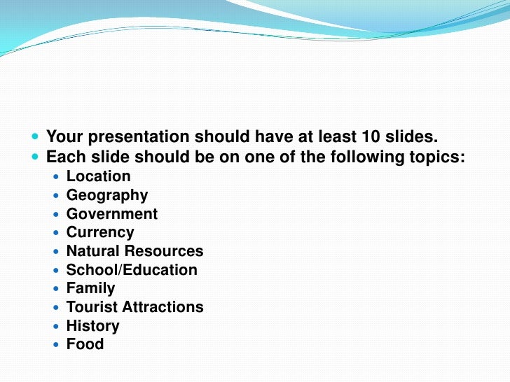 Slideshare PPT for Country Project