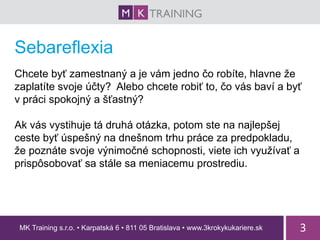 Sebareflexia, Sebaorientácia, Self-marketing - 3 kroky ku kariére | PPTX