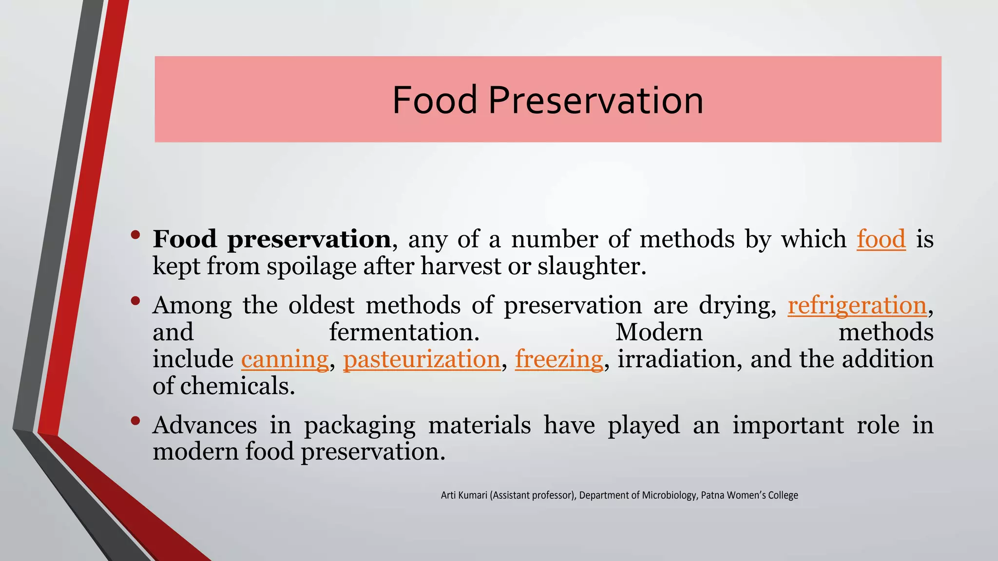 Principles and methods of food preservation | PPTX