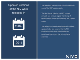 The NIV Bible - Making God’s Word accessible to today’s generation of ...