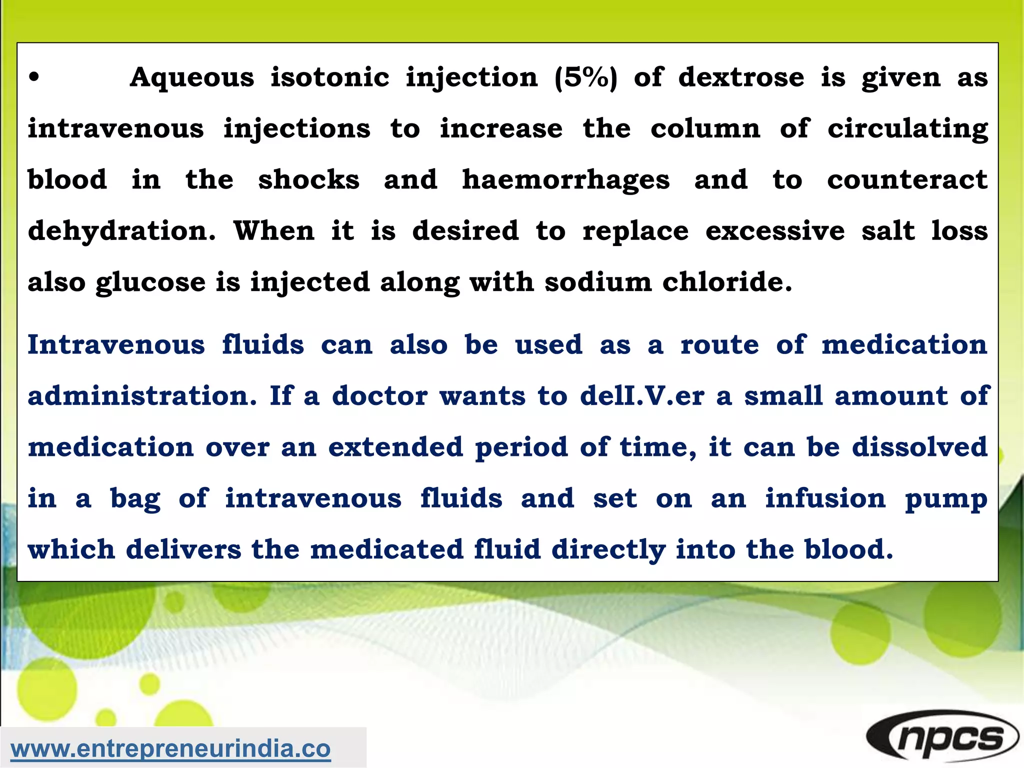 Production of I.V. Fluids (Saline and Dextrose). Intravenous Solution ...
