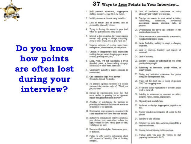 Police Promotion - Oral Interview Dynamics