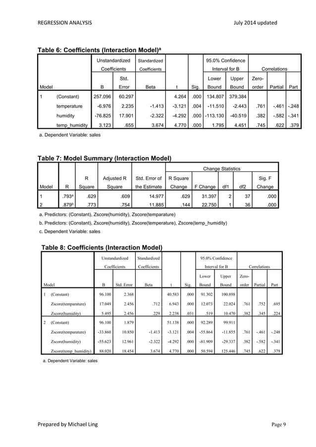 Multiple Regression Worked Example July 2014 Updated Multiple Regression Worked Example July 2014 Updated