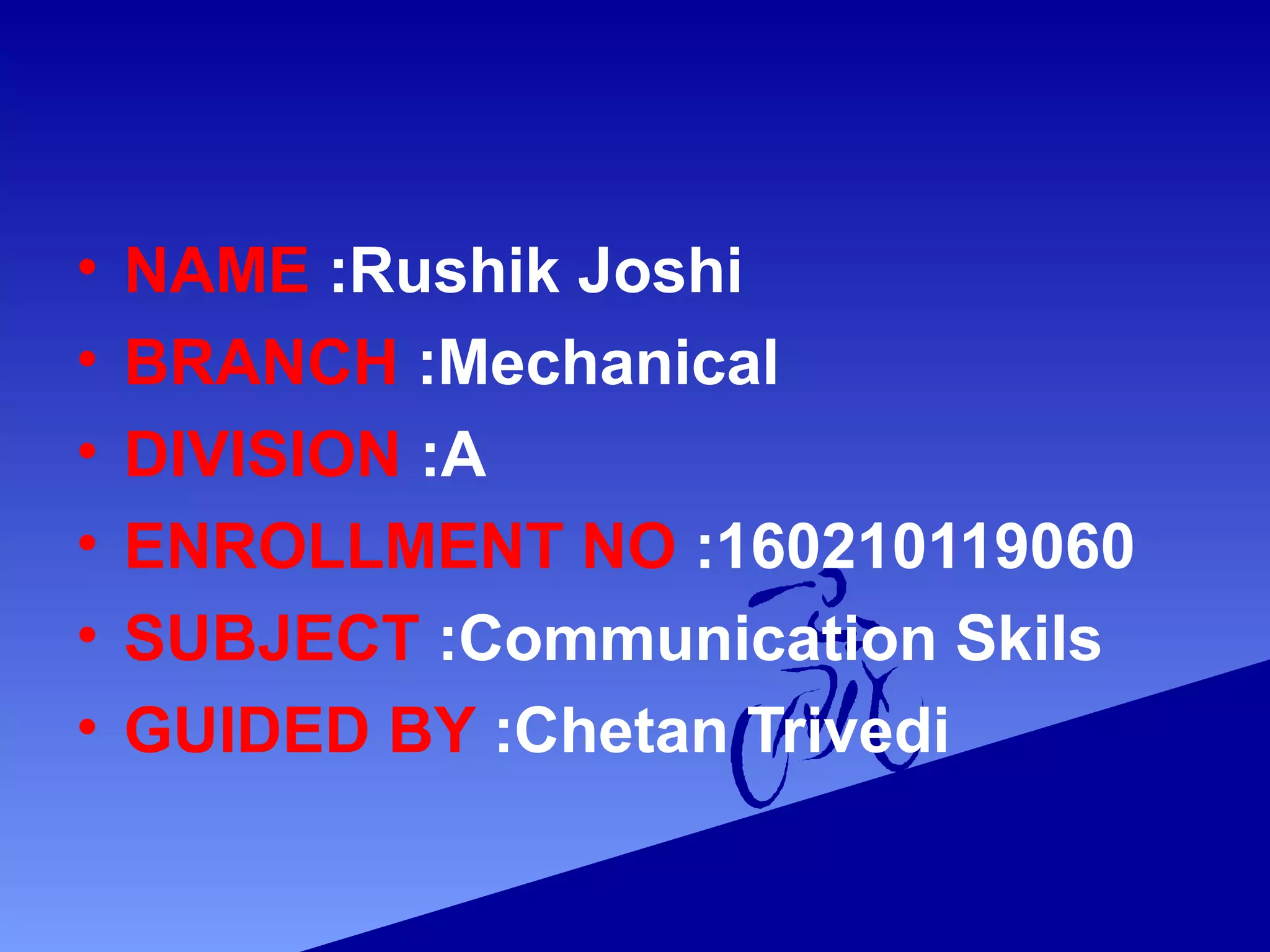 Non verbal communication by Rushik | PPT