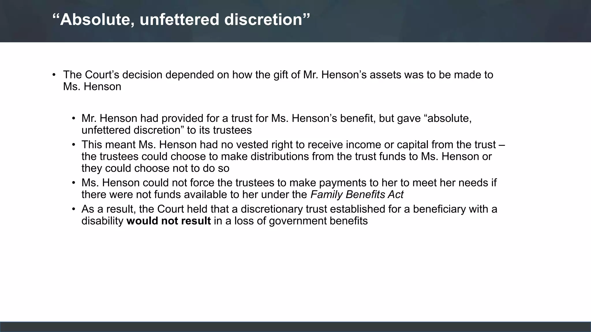 Henson Trusts - an overview | PPTX