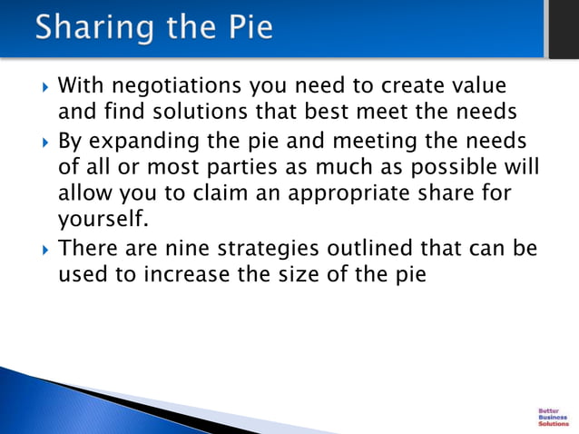 Negotiation - Sharing the Pie | PPTX | Business and Finance