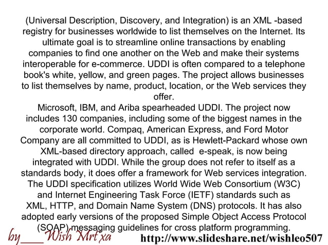 SOAP, UDDI, WSDL. XML definitions | PPT