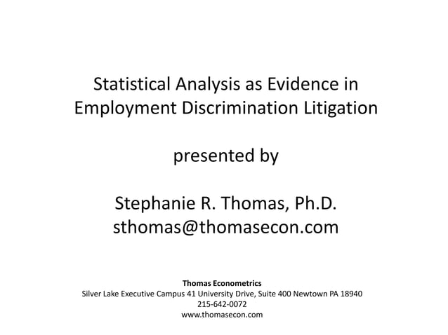 Statistical Analysis as Evidence in Employment Discrimination ...