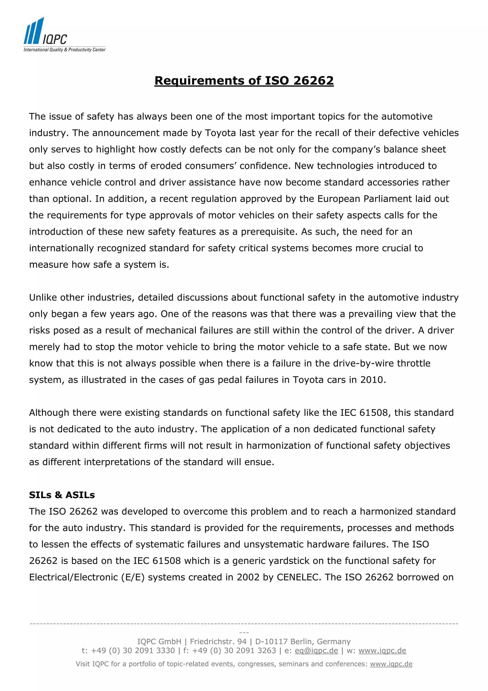 Requirements of ISO 26262 | PDF