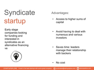 Startupxplore syndicates | PPTX