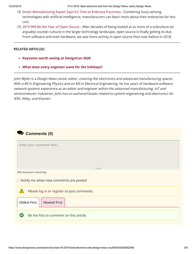 19 in 2019: Best electronic bits from the Design News vault | PDF