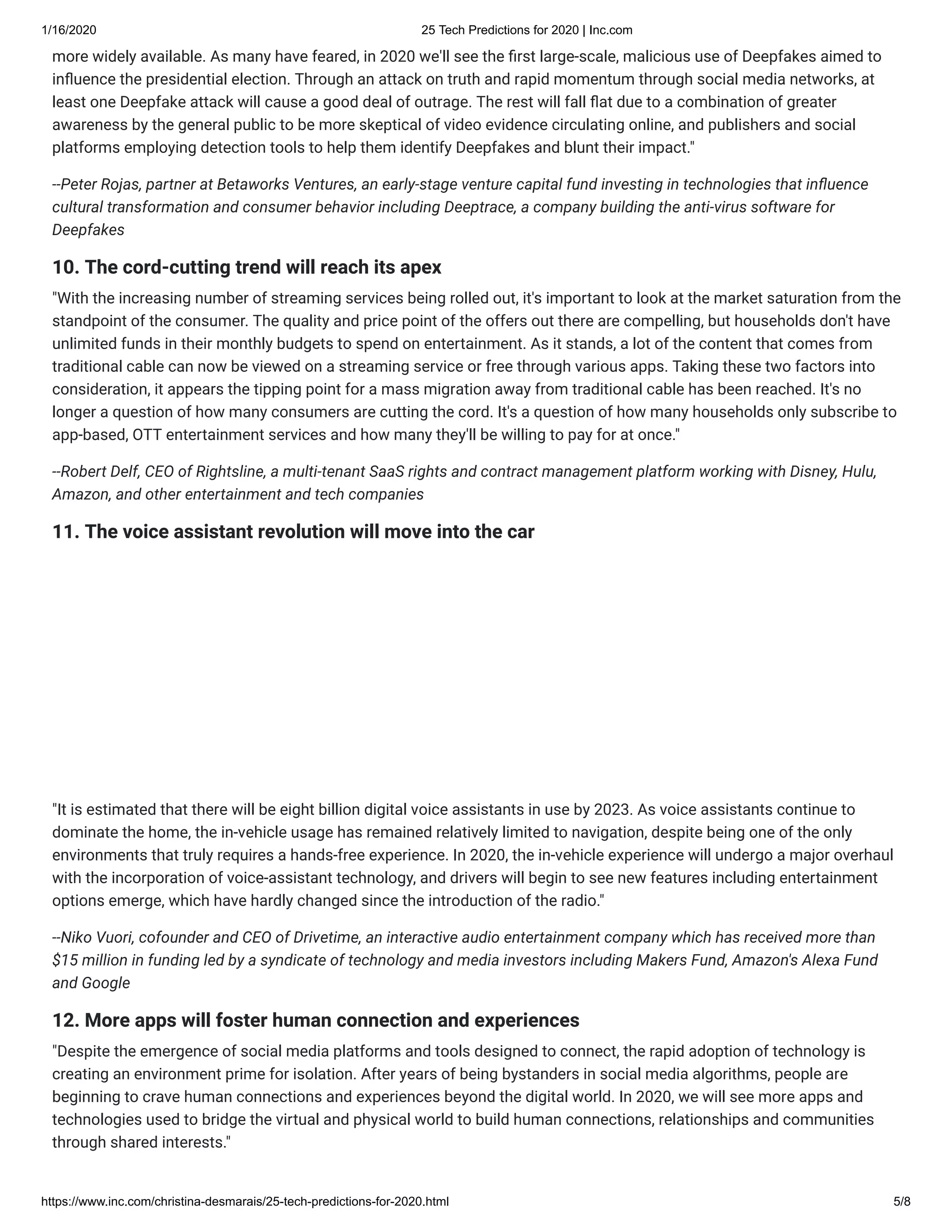 25 Tech Predictions for 2020 | PDF