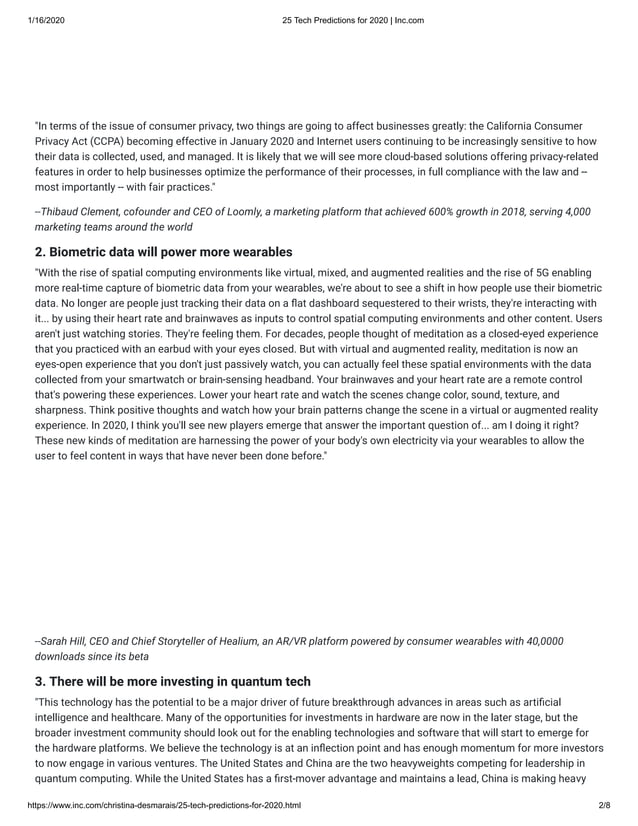 25 Tech Predictions for 2020 | PDF