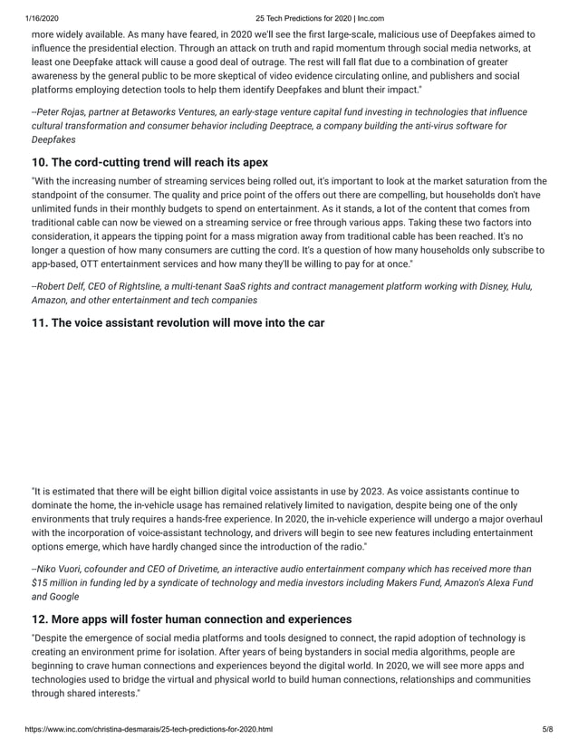 25 Tech Predictions for 2020 | PDF
