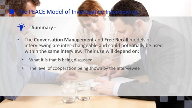 The PEACE Model of Investigative Interviewing | PPTX