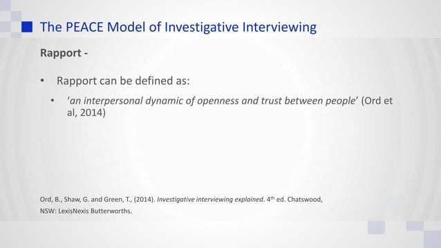The PEACE Model of Investigative Interviewing | PPTX