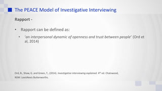 The PEACE Model of Investigative Interviewing | PPT