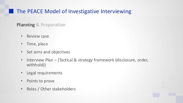 The PEACE Model of Investigative Interviewing