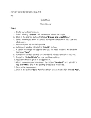 Slide Share User Manual | DOCX