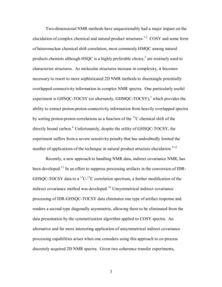 Using Unsymmetrical Indirect Covariance Processing to Calculate GHSQC-COSY Spectra | PDF