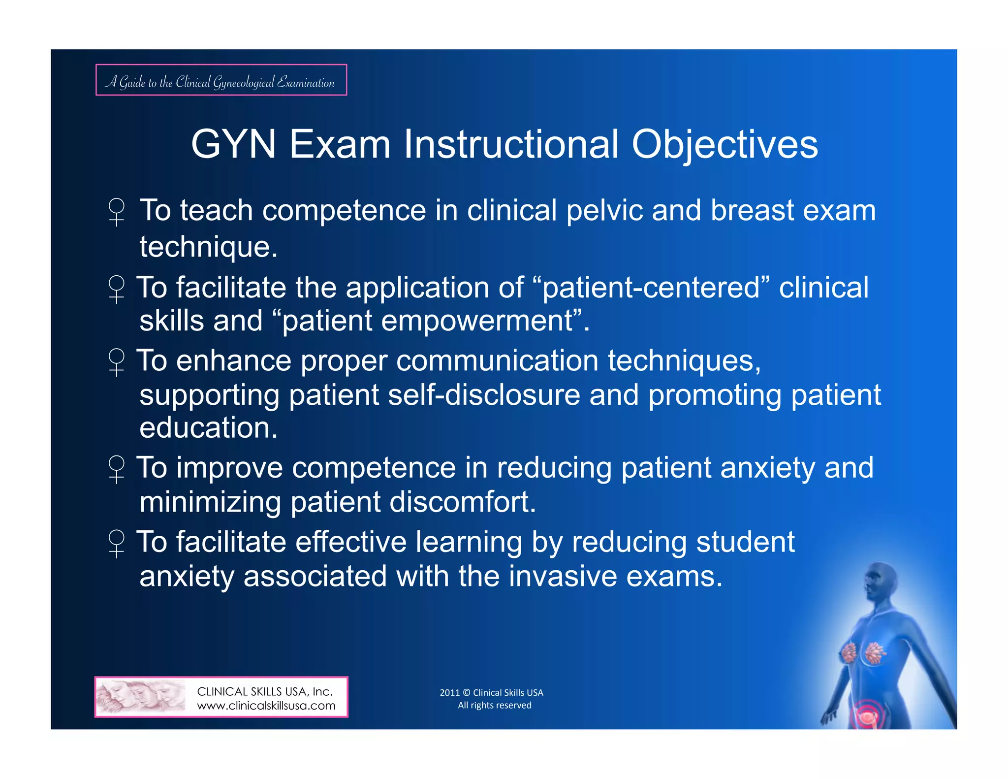 A Guide to the Clinical Gynecological Exam as Instructed by a Female ...