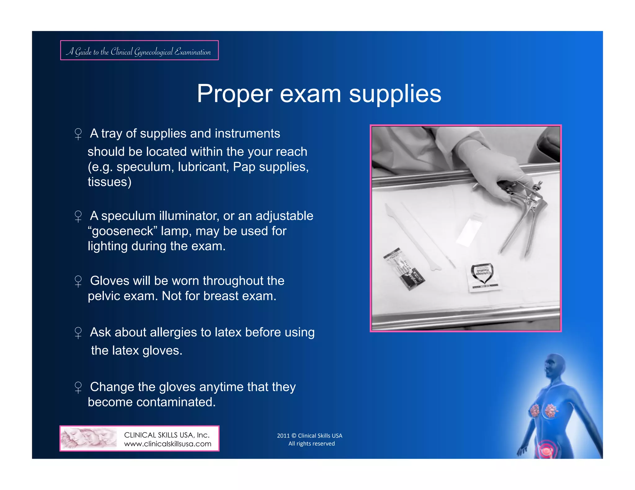 A Guide to the Clinical Gynecological Exam as Instructed by a Female ...