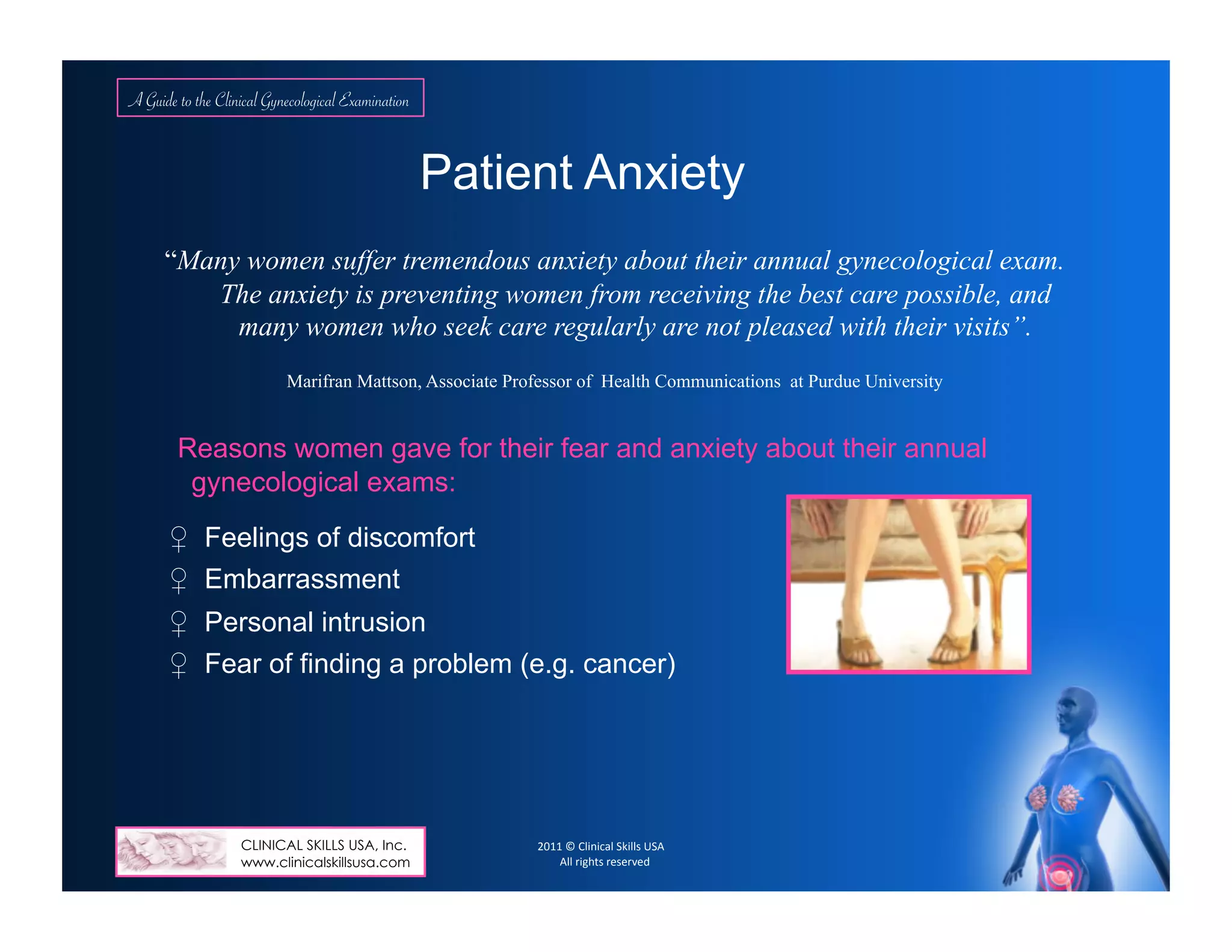 A Guide to the Clinical Gynecological Exam as Instructed by a Female Guiding Patient | PDF