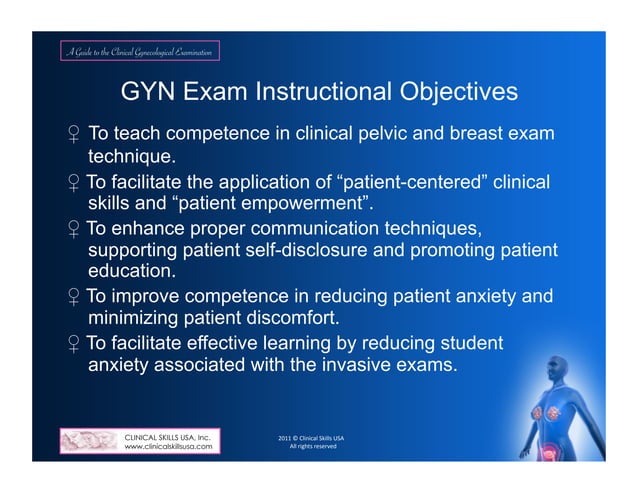 A Guide to the Clinical Gynecological Exam as Instructed by a Female ...