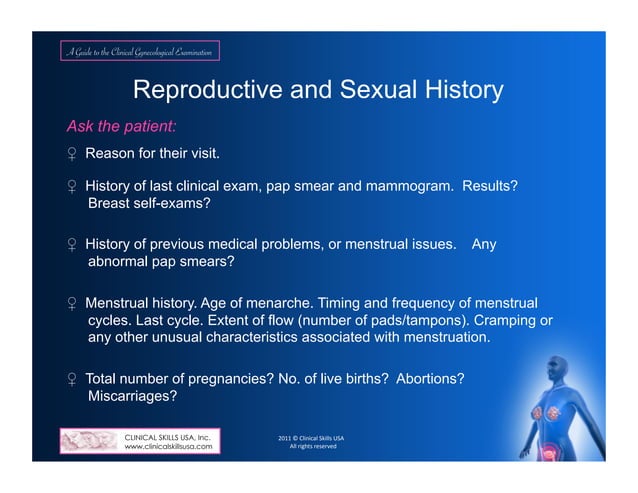 A Guide to the Clinical Gynecological Exam as Instructed by a Female ...