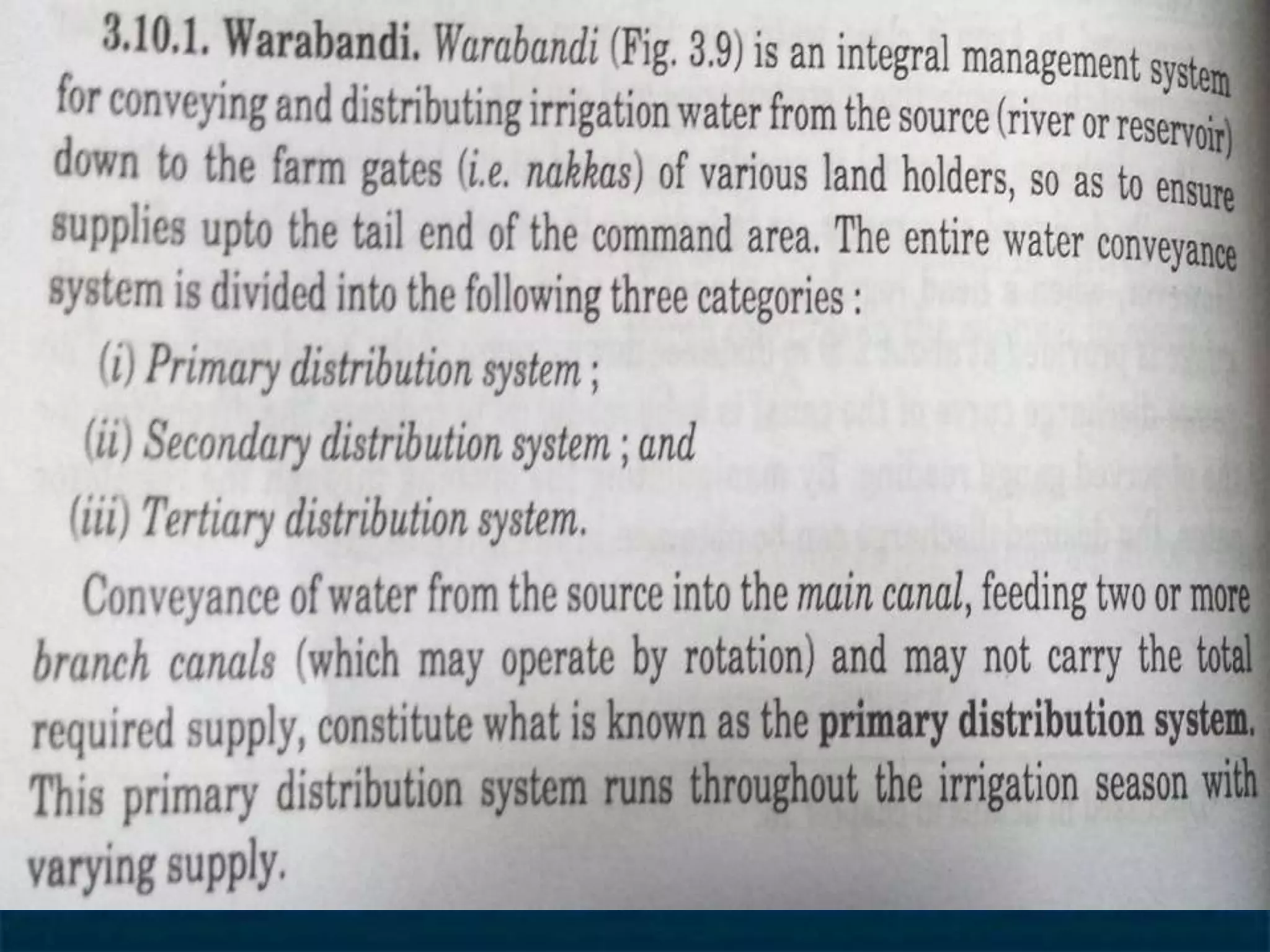 water distribution system & warabandi by Denish Jangid unit 2 Water Resources Engineering ...