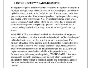 water distribution system & warabandi by Denish Jangid unit 2 Water Resources Engineering ...