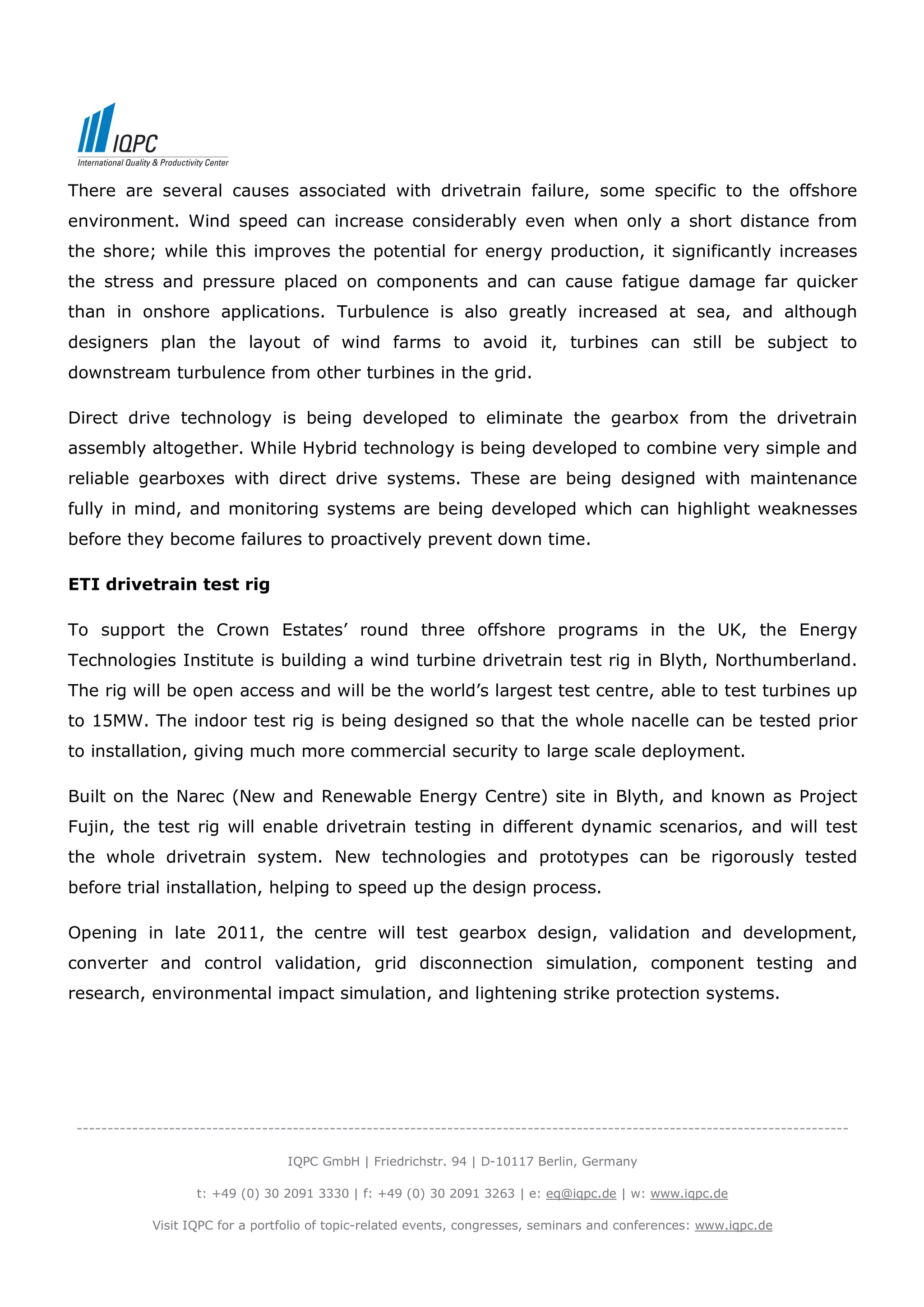 Wind Drivetrain Reliability And Serviceability Of Drivetrains Pdf