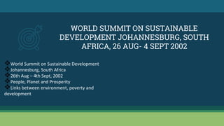 World Summit on Sustainable development johannesburg, south africa, 26 ...