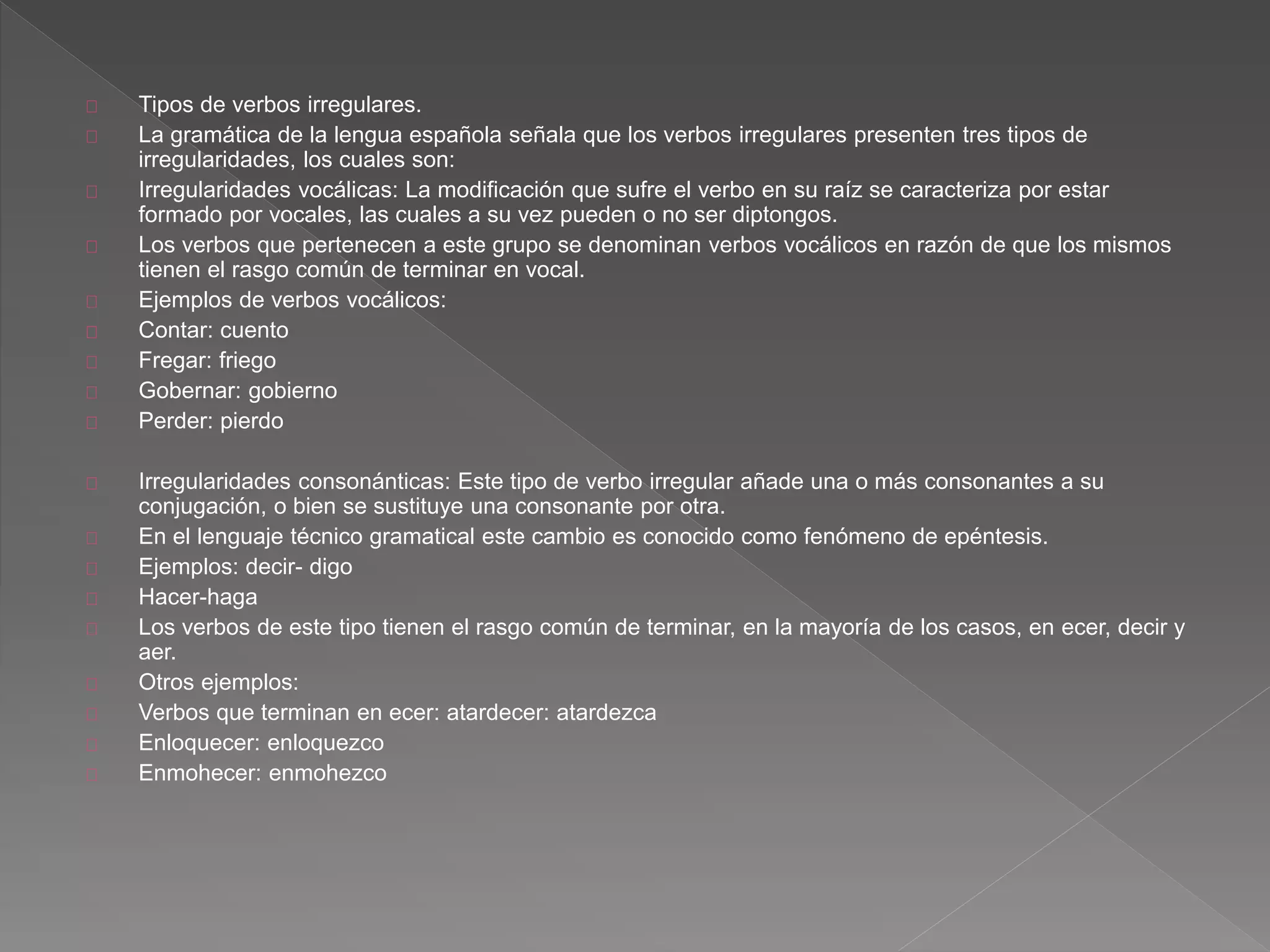 Ppt El Pretrito De Los Verbos Irregulares Powerpoint