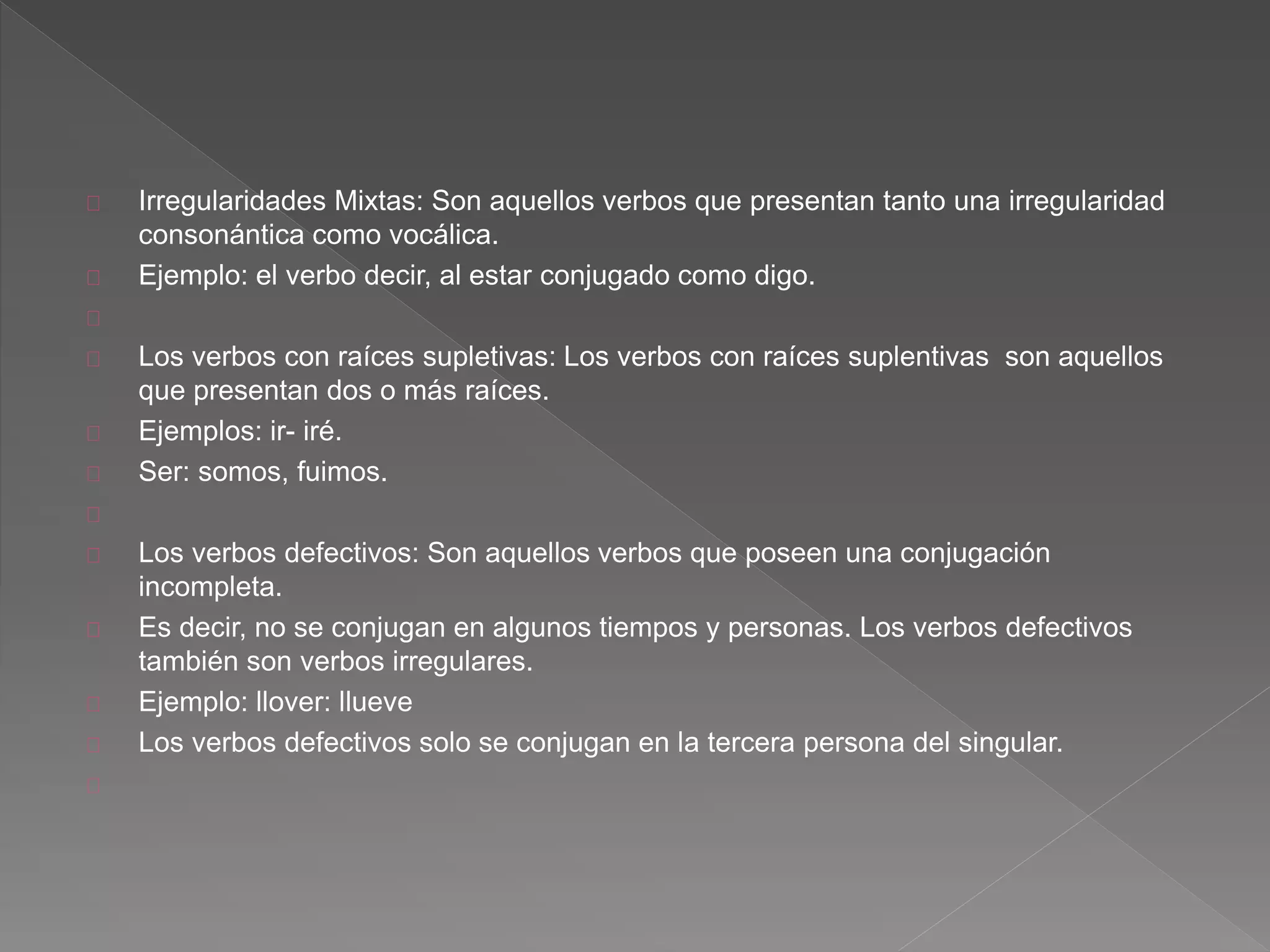 tema. los verbos irregulares | PPTX