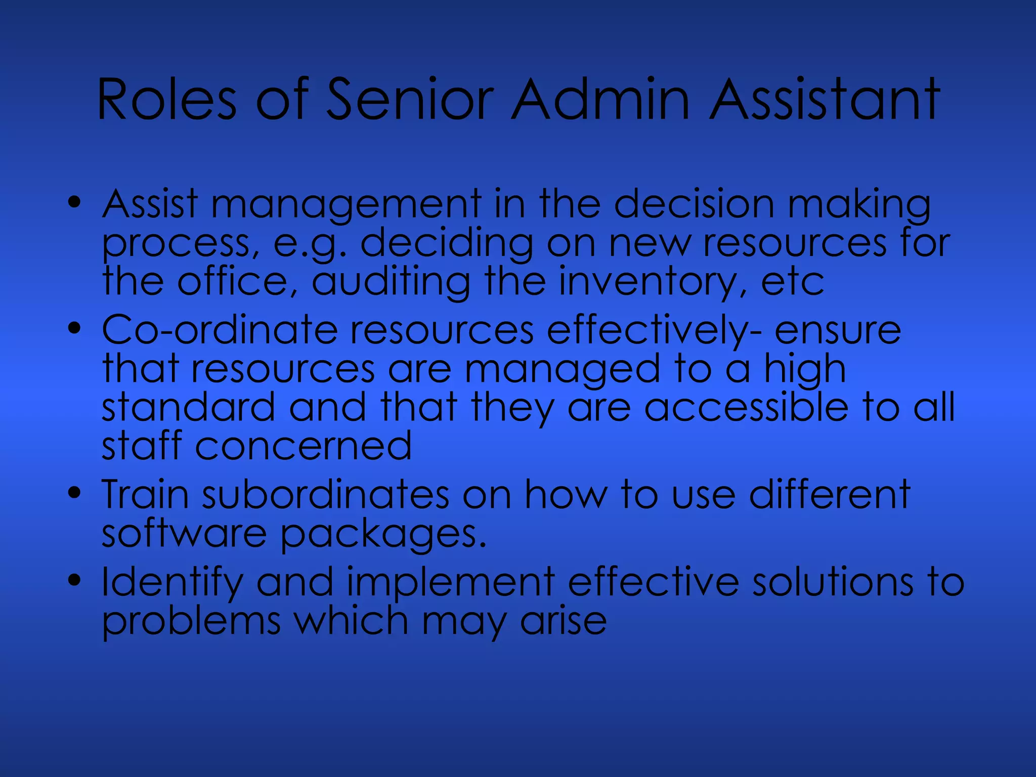 Admin Assistant v Senior Admin Assistant | PPT