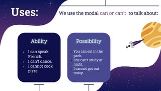 Slideshow about modal verb can & can't. | PPT