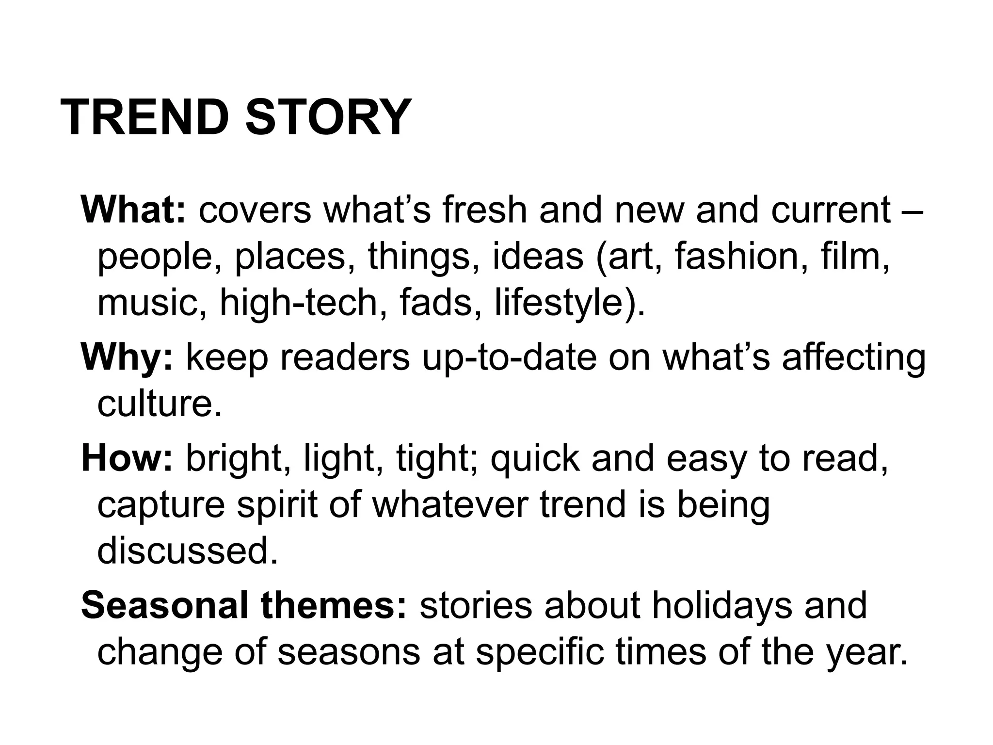 Lecture on the types of Feature Writing article | PPTX