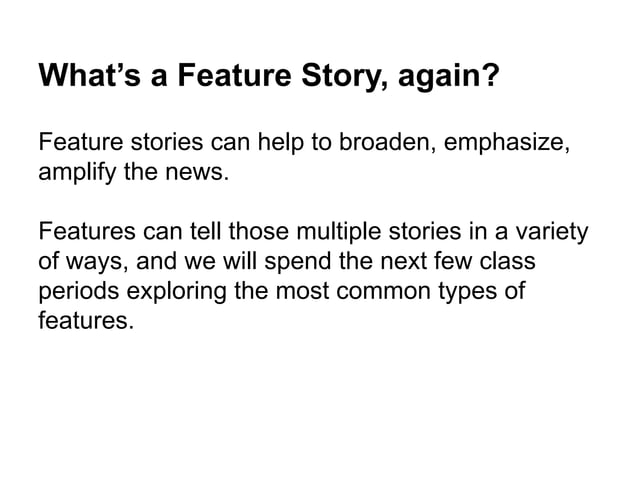 Lecture on the types of Feature Writing article | PPTX