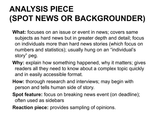 Lecture on the types of Feature Writing article | PPTX