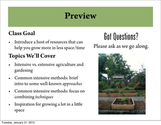 Intensive Gardening Practices - Growing a Lot in a Little Space | PDF