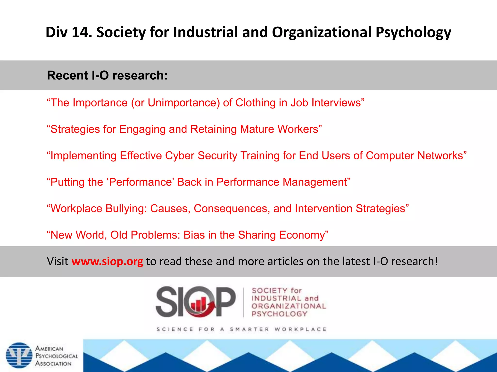 APA Divisions Slideshow at APA Convention 2016 | PPTX