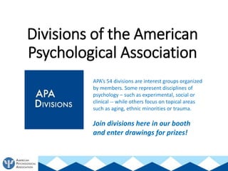 APA Divisions Slideshow at APA Convention 2016 | PPT