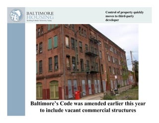 Baltimore City Vacant Building Receiverships | PDF