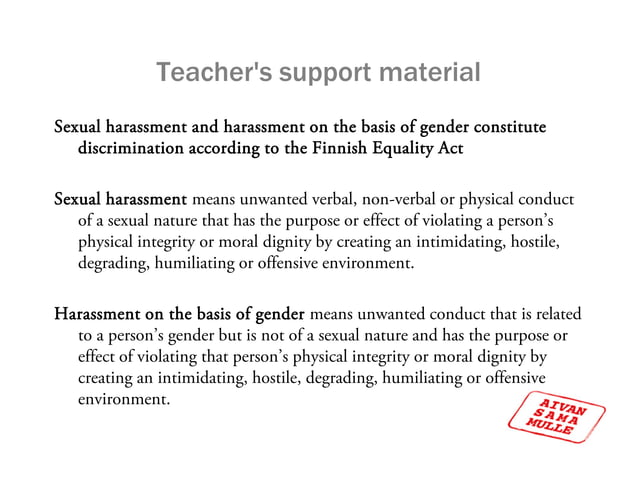 Sexual harassment and harassment on the basis of gender | PDF