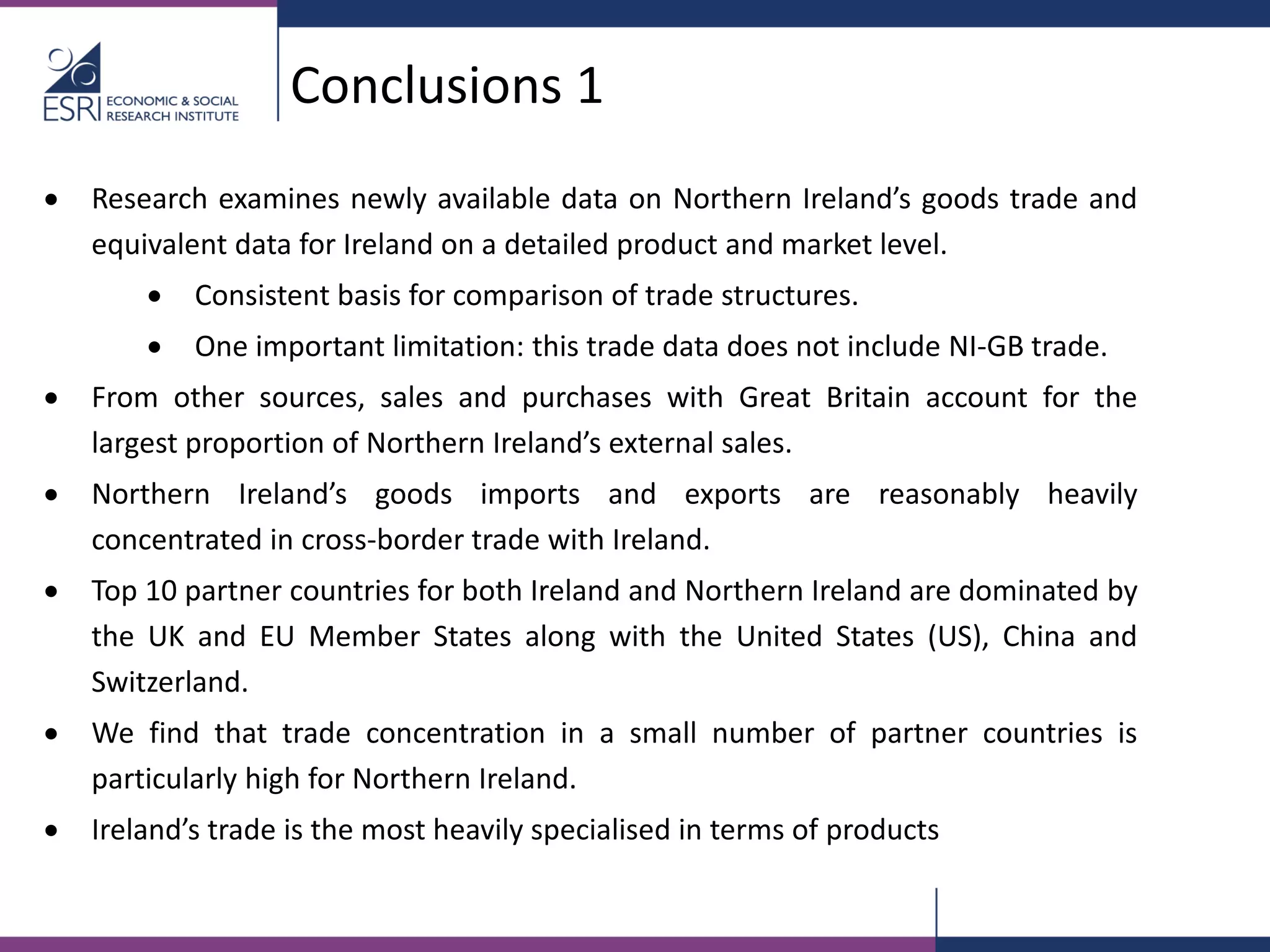 Structure of international goods trade for Ireland and Northern Ireland ...