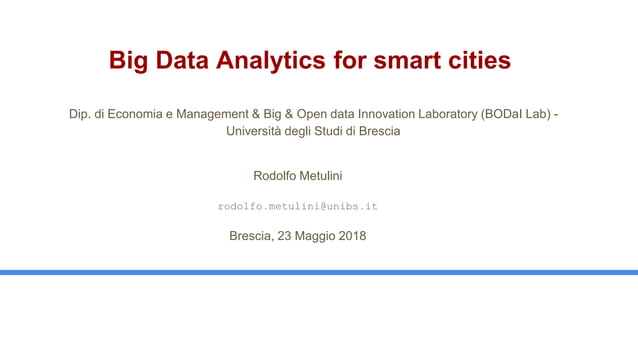 Big Data Analytics for Smart Cities | PDF | Databases | Computer Software and Applications