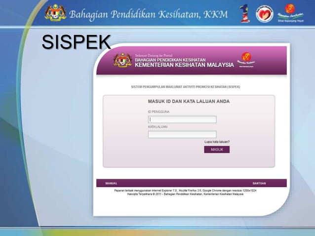 Bahagian Pendidikan Kesihatan KKM SISPEK | PPT