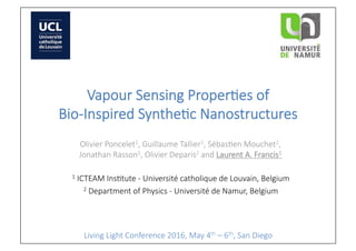 Vapour Sensing Properties of Bio-Inspired Synthetic Nanostructures | PPT